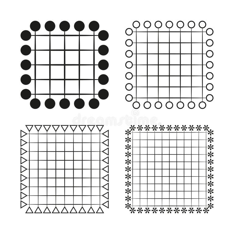 Game Board Grids. Various Border Styles. Square Game Layout. Vector ...