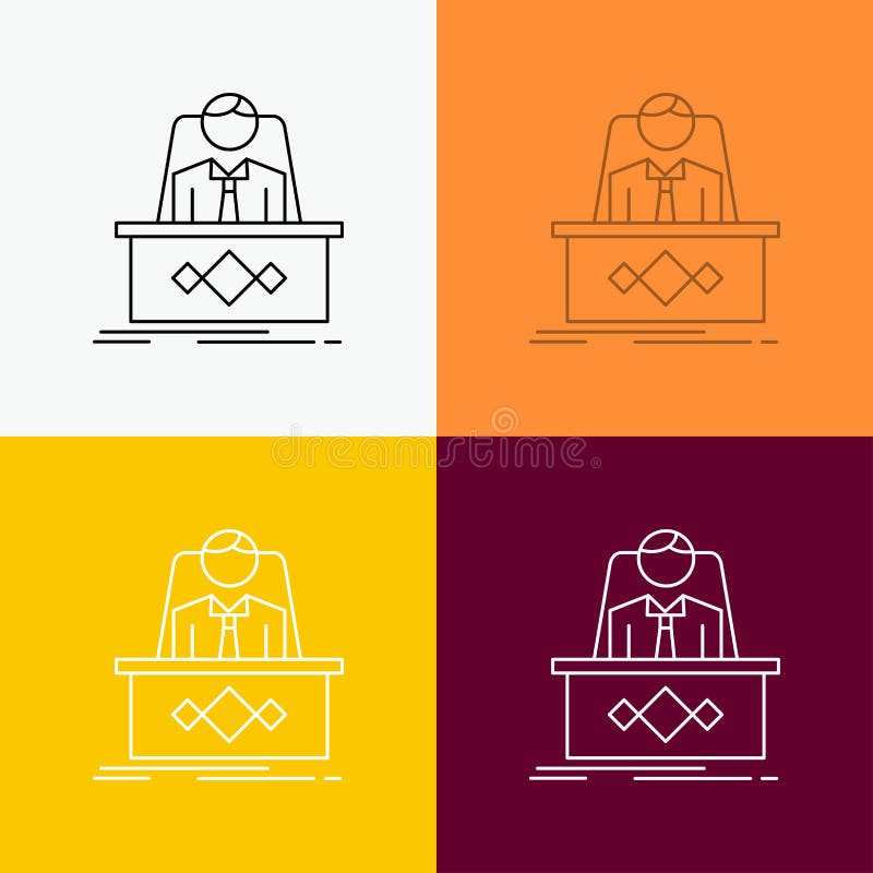 Game, Boss, Legend, Master, CEO Icon Over Various Background. Line ...