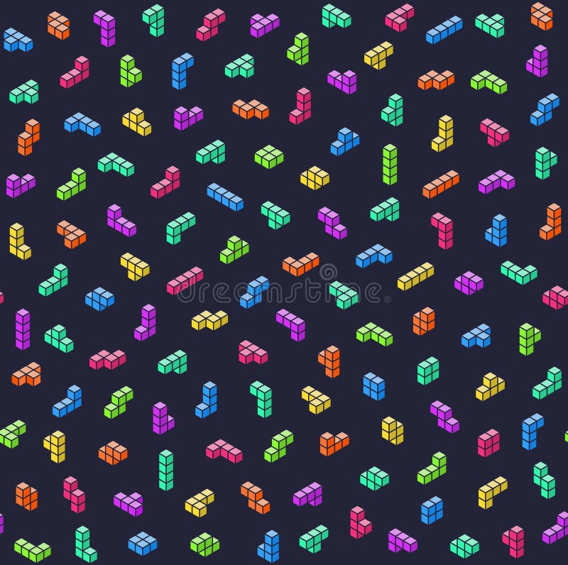 Tetris Elements Seamless Pattern Stock Vector - Illustration of green ...