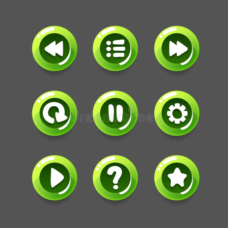 Game Button Set stock vector. Illustration of icons, circle - 45434478