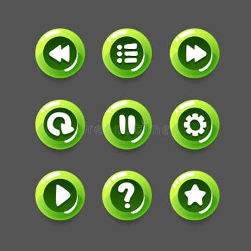 Game Button Set stock vector. Illustration of icons, circle - 45434478