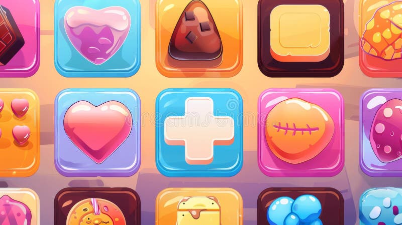 Game Buttons, Boards, Bars, Check Marks, and Sliders with Candy and ...