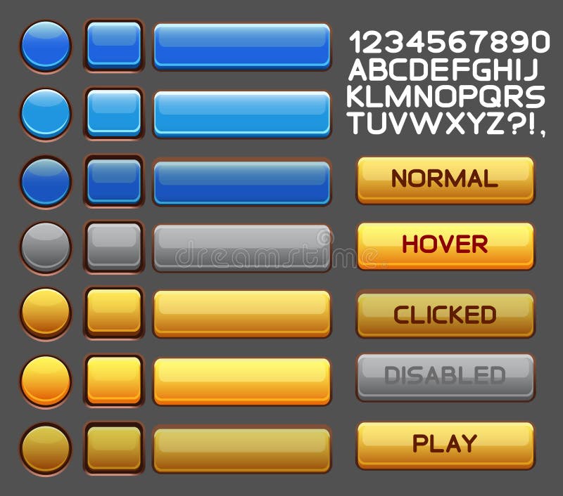 Game buttons GUI pack pack stock vector. Illustration of disabled ...