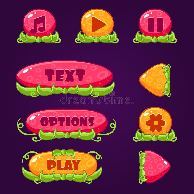 Game Wooden Interface Elements Set Stock Vector - Illustration of item, mobile: 96780512