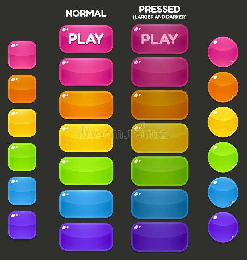 Game buttons set stock vector. Illustration of button - 65979373