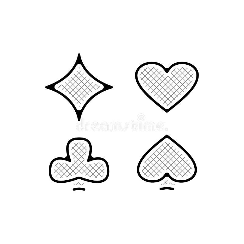 Game Card Suits Thin Line Icon. Card Suits Hand Drawn Thin Line Icon ...
