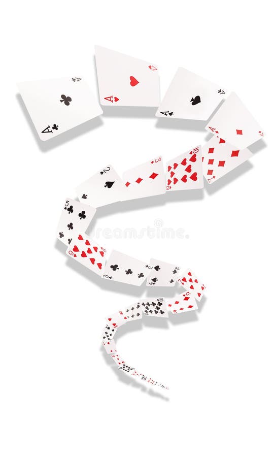Game Cards Flying In A Spiral. Isolate On White Background Stock Photo ...