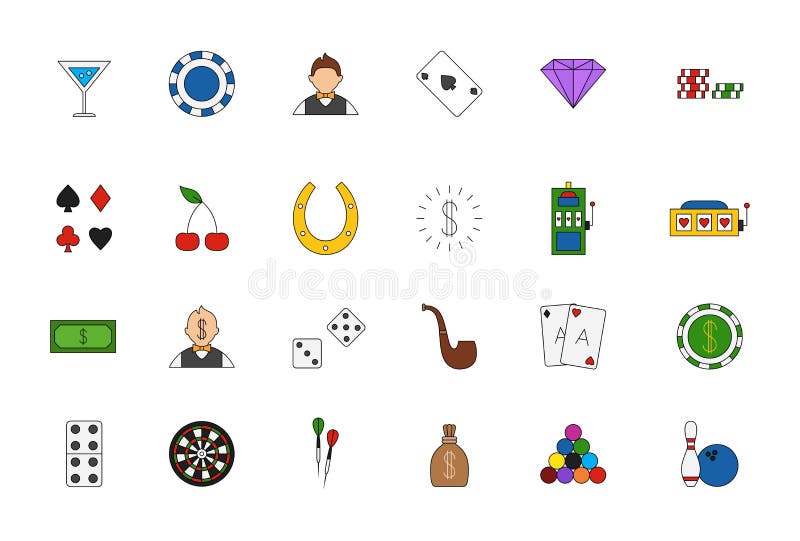 Game of Chance Colorful Icons Set Stock Illustration - Illustration of ...