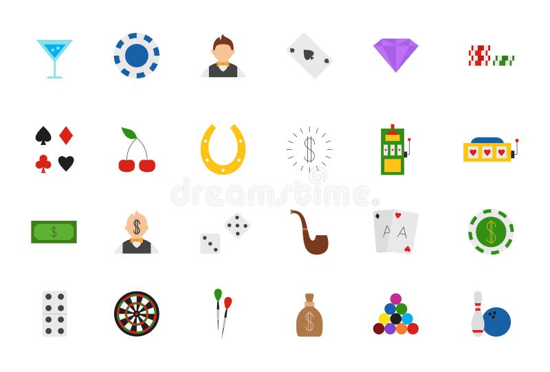 Game of chance icons set stock illustration. Illustration of roulette ...