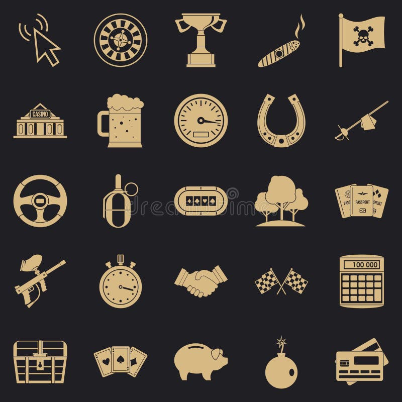 Game of Chance Icons Set, Simple Style Stock Vector - Illustration of ...