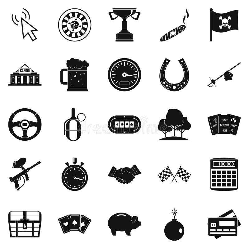 Game of Chance Icons Set, Simple Style Stock Vector - Illustration of ...