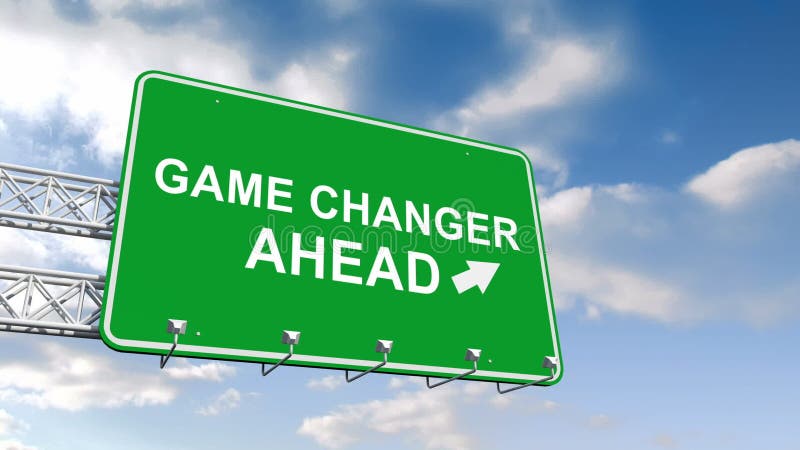 Game Changer Ahead Sign Against Blue Sky Stock Footage - Video of road ...