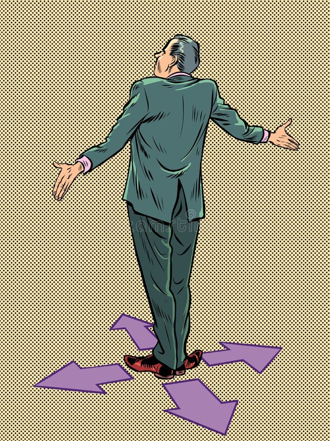 Game Character Control Right Left Forward Back. Businessman at the Fork ...