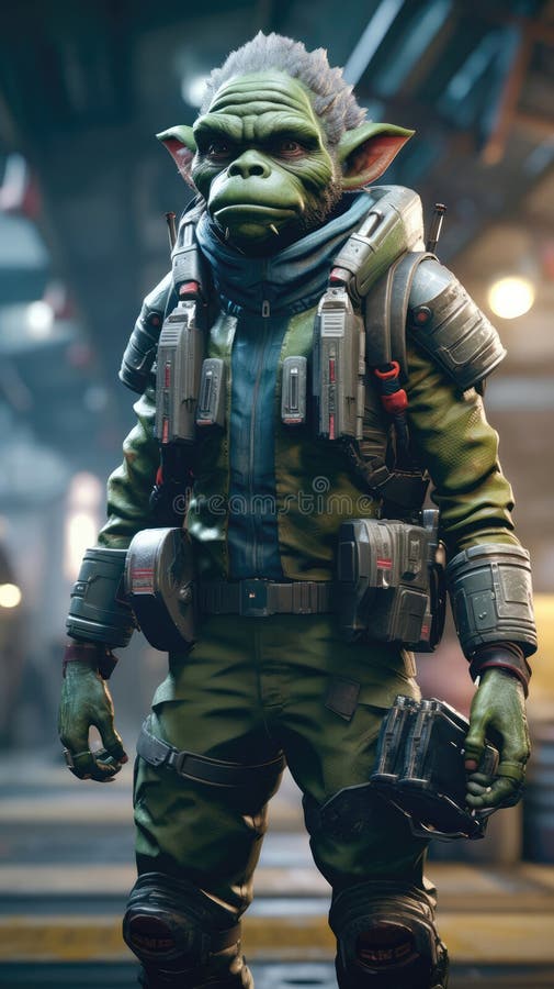 Game Character a Green Digital Art. Generative AI Stock Illustration ...