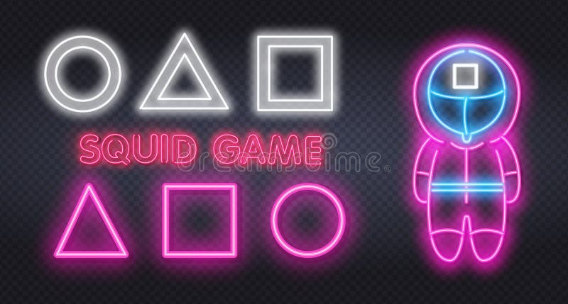 Neon Game Character. Game Pawns. Square Triangle Round. Squid Games ...