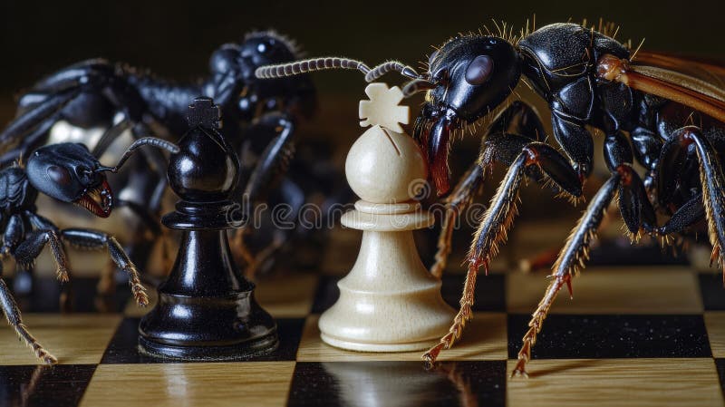 A Game of Chess is Being Played on a Wooden Chessboard that Includes a ...