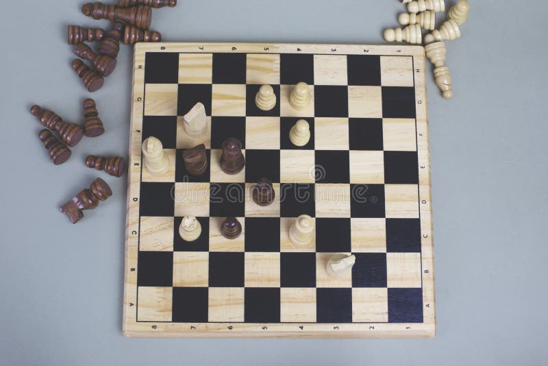 A Game of Chess. Empty Table and Chess Board Stock Photo - Image of ...