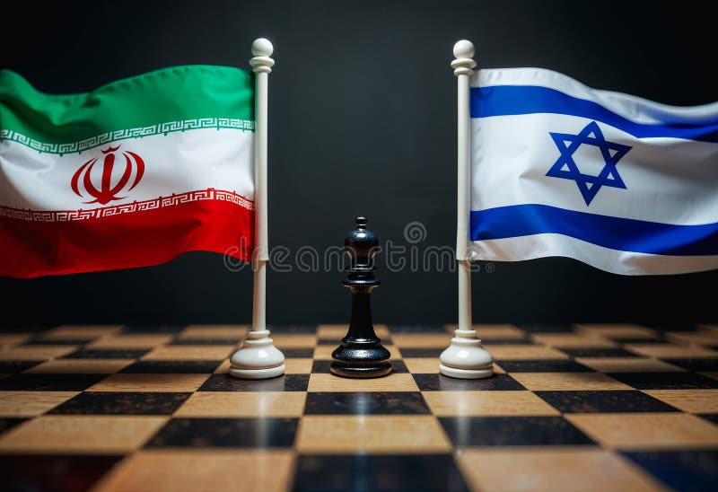 A Game of Chess, with the Flags of Israel and Iran. Stock Illustration ...