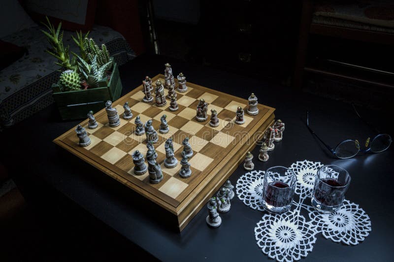 An Evening Of Chess And Wine Stock Photo - Image of game, alcohol: 46534874