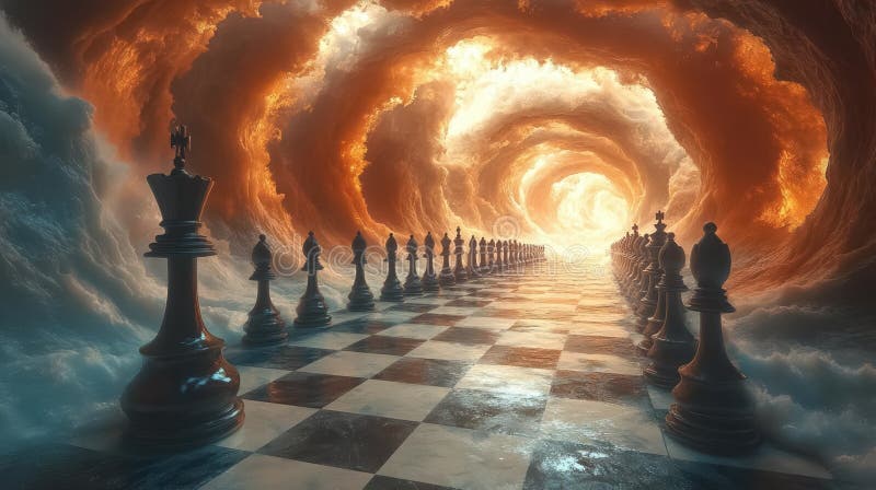 Game of Chess. Surreal Mystical Fantasy Artwork Stock Illustration ...