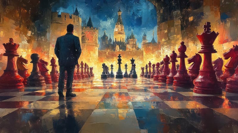 Game of Chess. Surreal Mystical Fantasy Artwork Stock Illustration ...