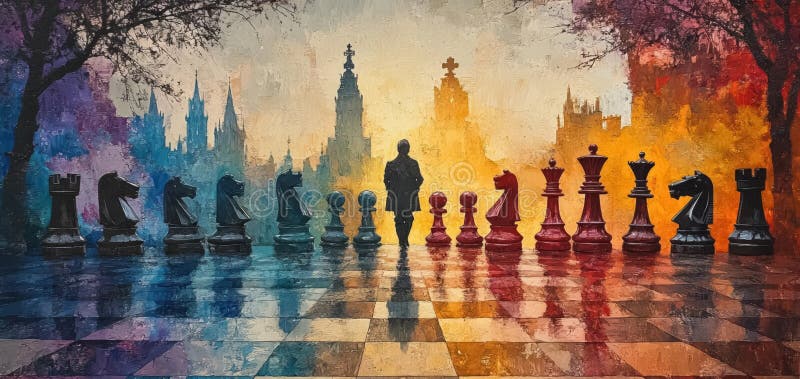 Game of Chess. Surreal Mystical Fantasy Artwork Stock Illustration ...