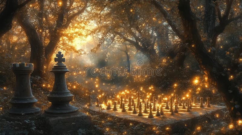 Game of Chess. Surreal Mystical Fantasy Artwork Stock Illustration ...
