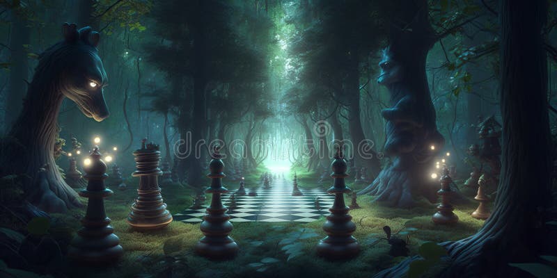 Game of Chess. Surreal Mystical Fantasy Artwork Stock Illustration ...