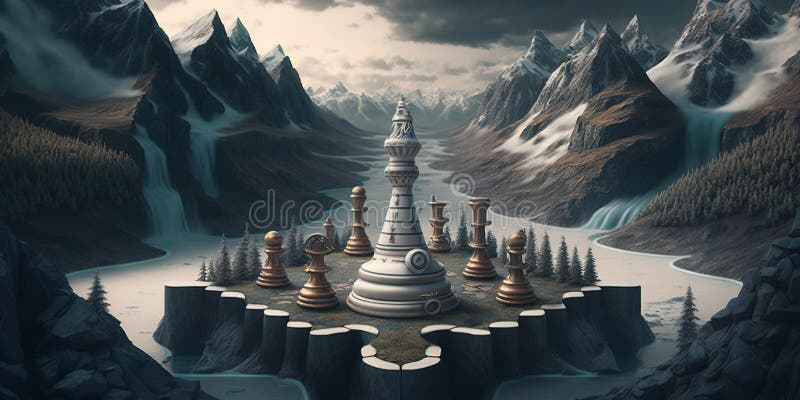 Game of Chess. Surreal Mystical Fantasy Artwork Stock Image - Image of ...