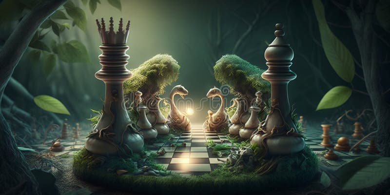 Game of Chess. Surreal Mystical Fantasy Artwork Stock Illustration ...