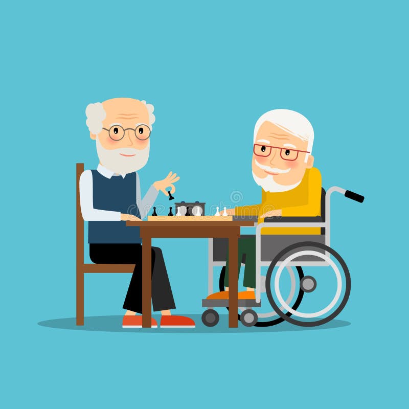 Game of Chess. Two Old Men Playing Chess Stock Vector - Illustration of ...