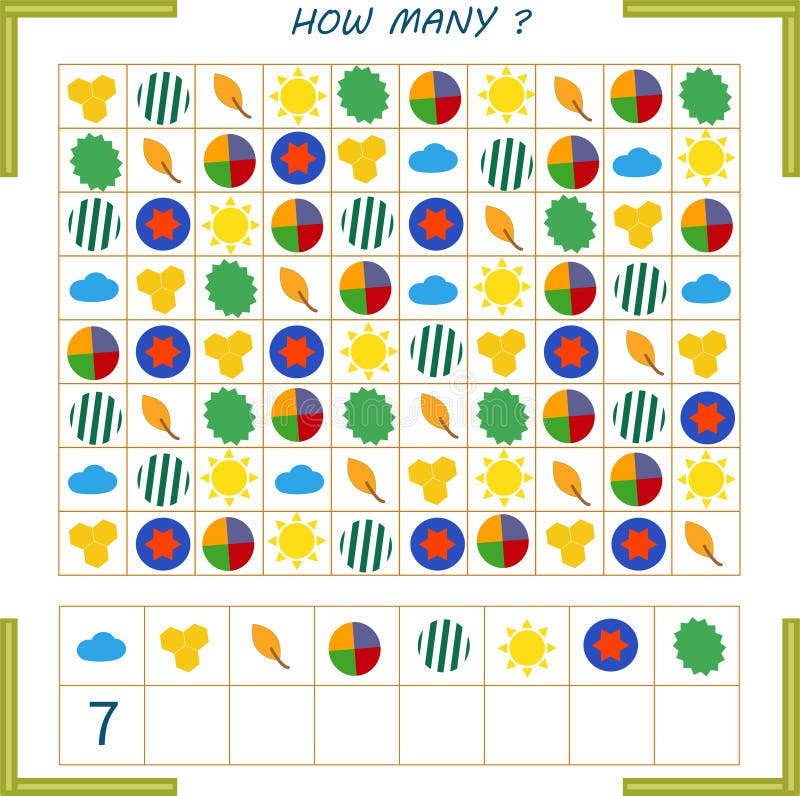 A Game for Children. Count How Many Figures Stock Vector - Illustration ...