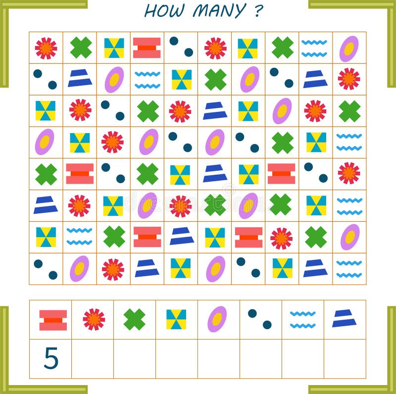 A Game for Children. Count How Many Figures Stock Vector - Illustration ...
