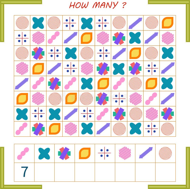 A Game for Children. Count How Many Figures Stock Vector - Illustration ...