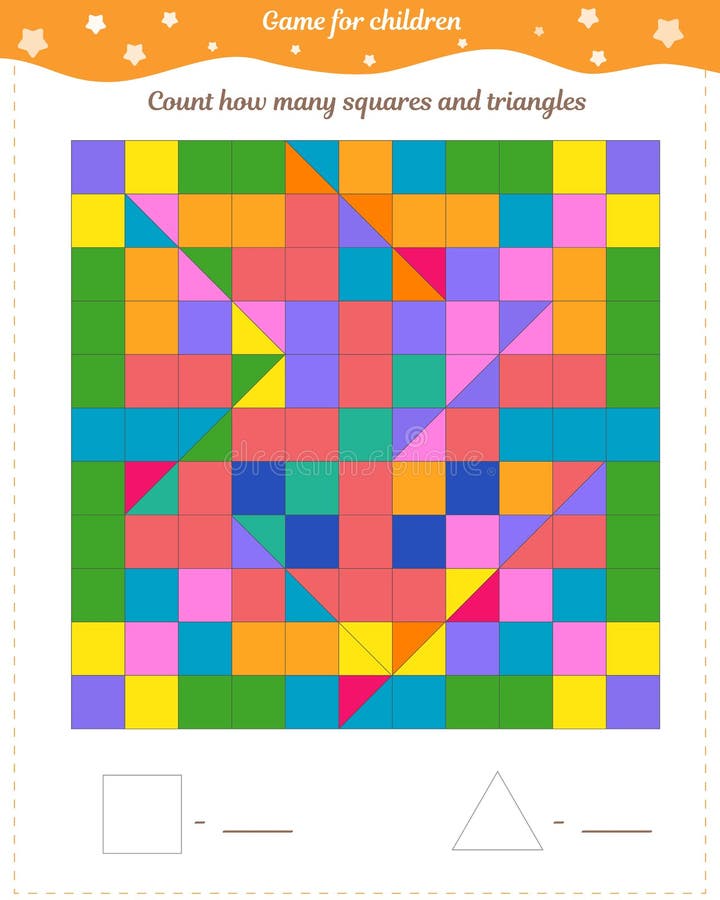 A Game for Children. Count How Many Squares and Triangles are in the ...