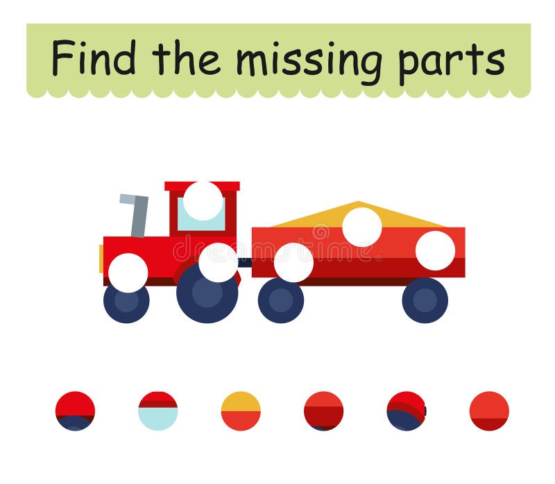 Game for Children. Cute Cartoon Tractor Stock Vector - Illustration of ...