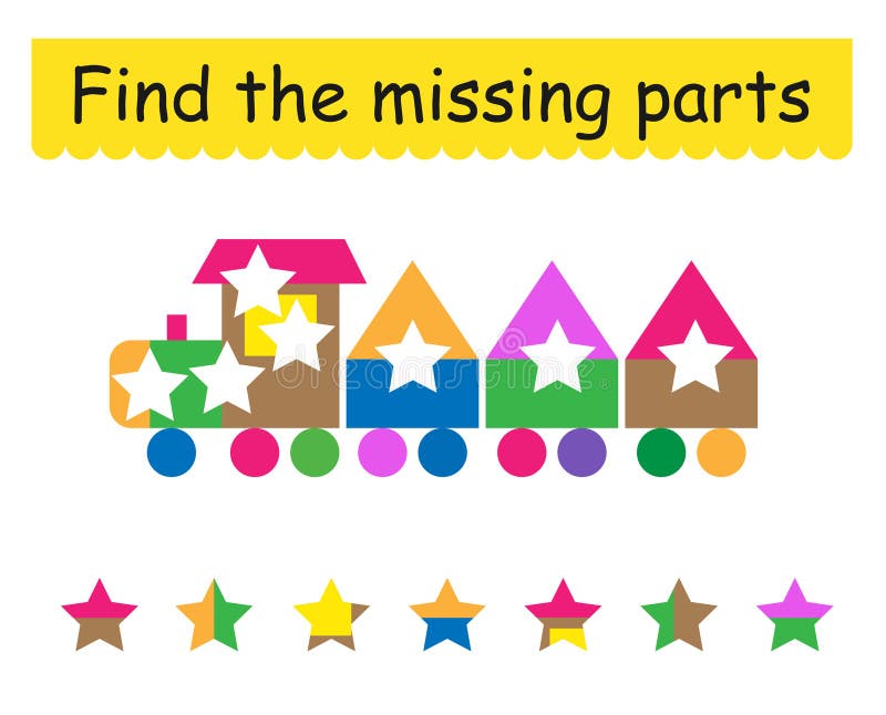 Game for Children. Cute Cartoon Train Stock Illustration - Illustration ...