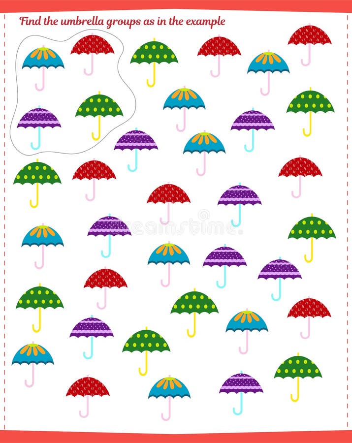 A Game for Children. Find All the Umbrella Groups Shown in the Sample ...