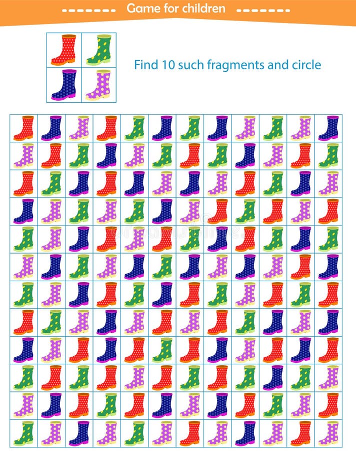 A Game for Children. Find the Boots Shown in the Sample Stock Vector ...