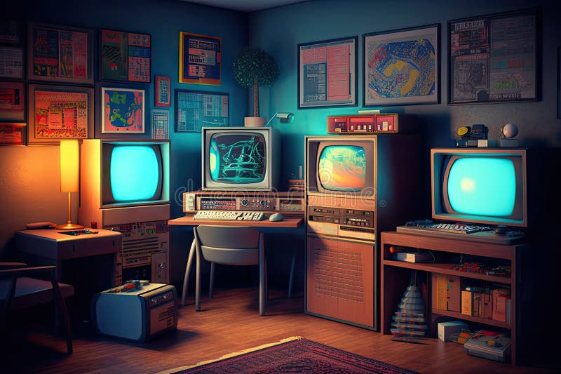Game Computer Room Style 90s Stock Photo - Image of gamer, apartment ...