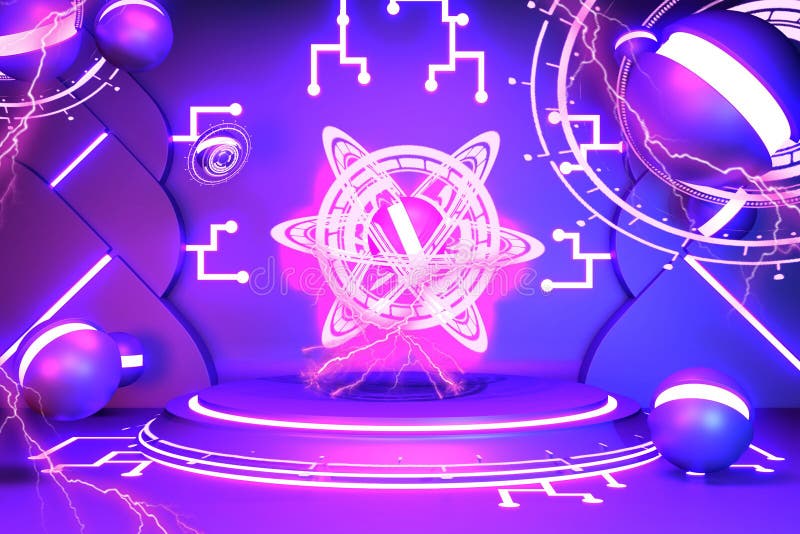 Game Concept Gradients Purple and Blue Abstract Podium Showcase. 3D ...