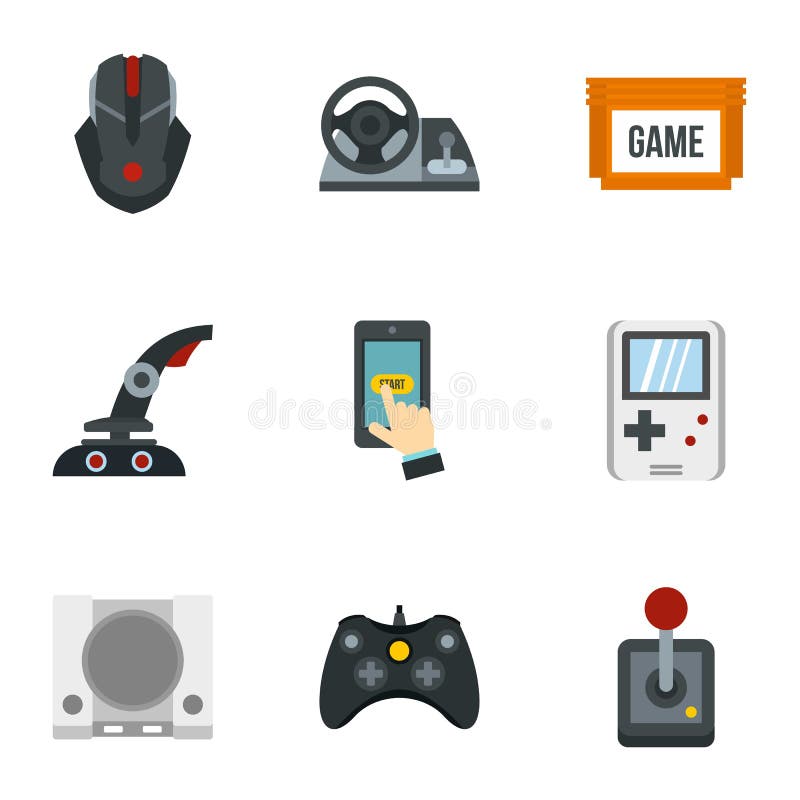 Game Console Icons Set, Flat Style Stock Vector - Illustration of ...