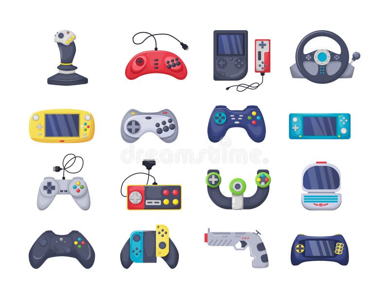 Game Console Objects Set. Gamepad, Playing Joystick, Video Console, Joy ... Game Console Objects Set. Gamepad, Playing Joystick, Video Console, Joy ...