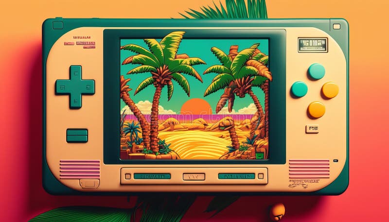 Game Console, Palm 90s. Modern Collage in Retro Colors for Party Design ...