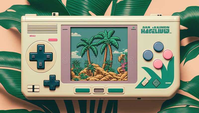 Game Console, Palm 90s. Modern Collage in Retro Colors for Party Design ...