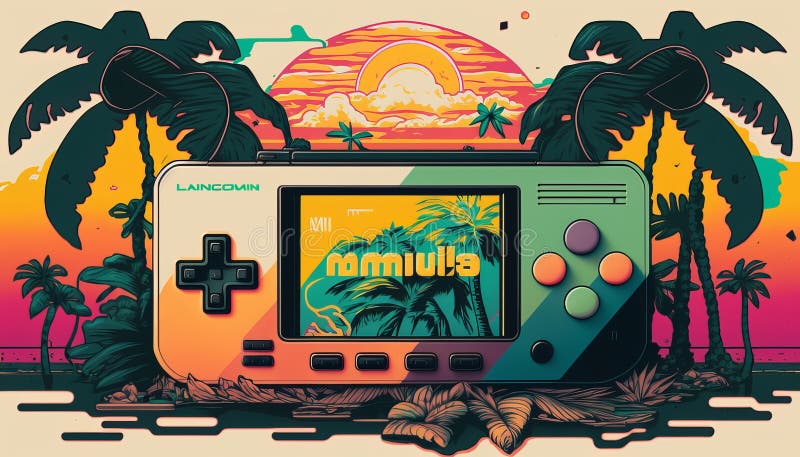 Game Console, Palm 90s. Modern Collage in Retro Colors for Party Design ...