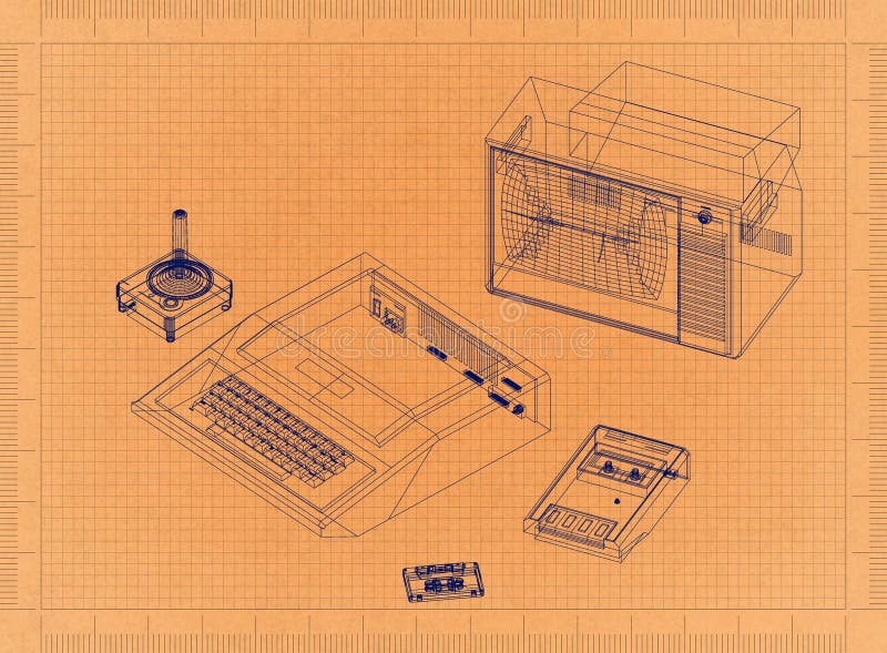 Game Console - Retro Blueprint Stock Illustration - Illustration of ...