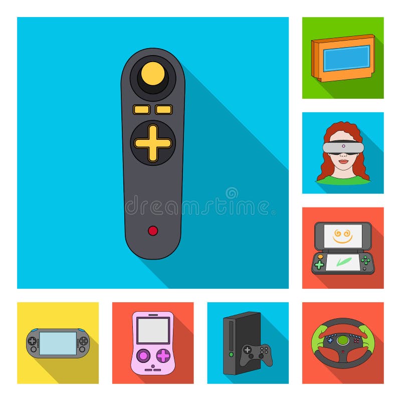 Game Console and Virtual Reality Flat Icons in Set Collection for ...