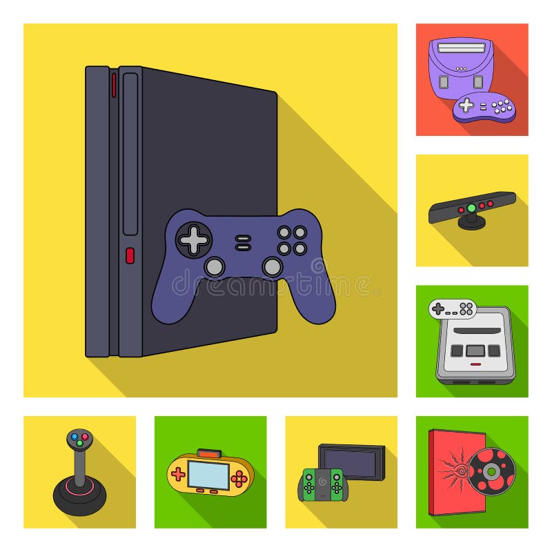 Game Console and Virtual Reality Flat Icons in Set Collection for ...