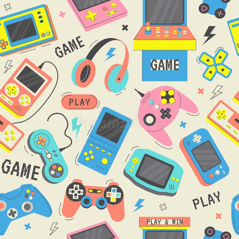 Game Consoles Pattern. Gadgets for Playing Video Games Recent Vector ...